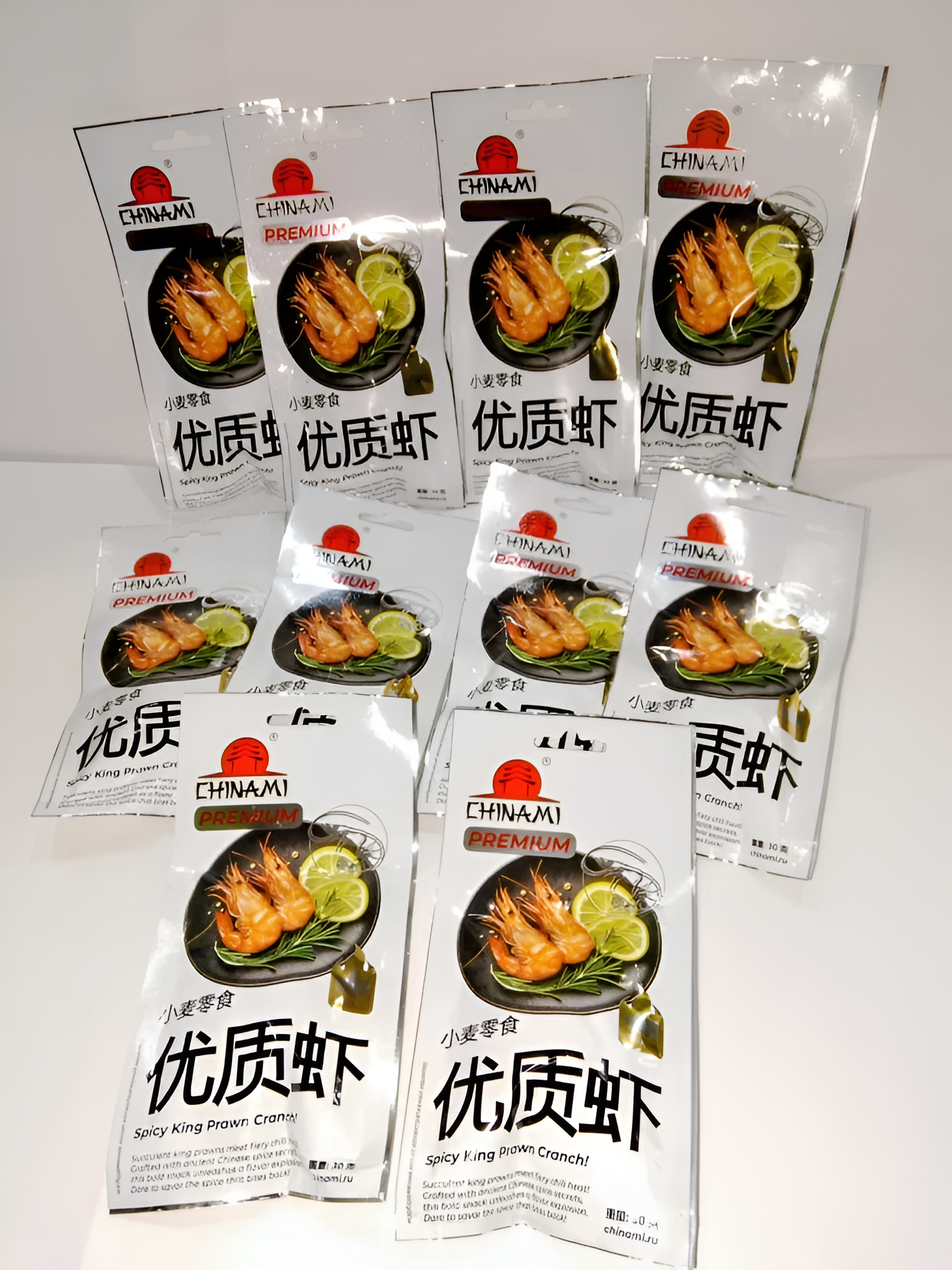 Снековый продукт CHINAMI "Премиум" с натуральной креветкой 10 пачек + стикер в подарок