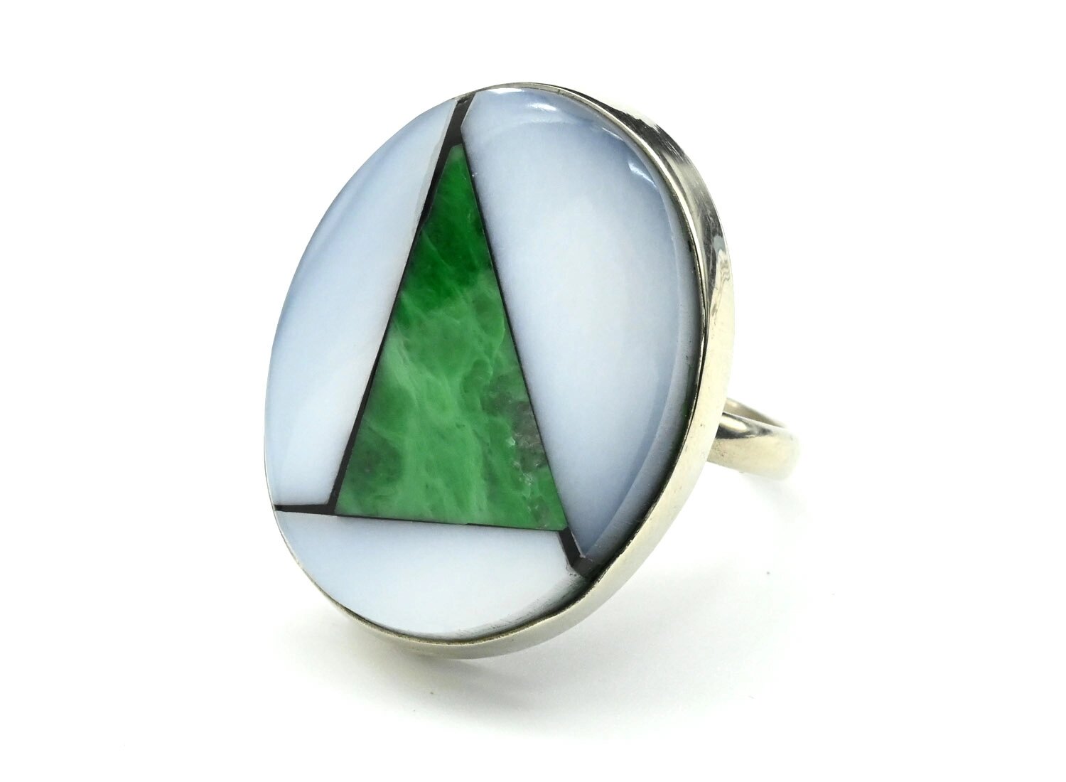 Кольцо, жадеит, кахолонг