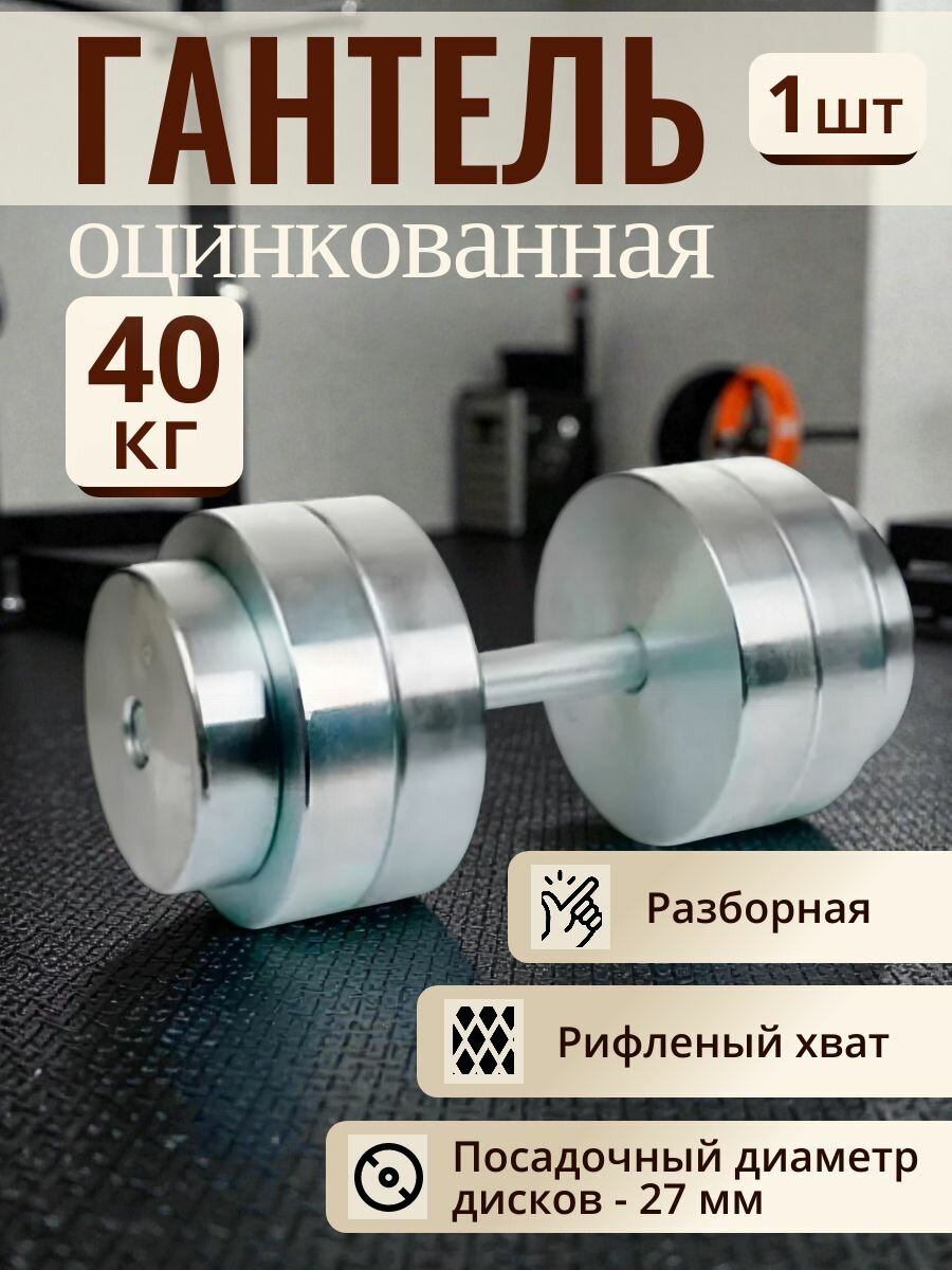 Гантель разборная 40 кг, оцинкованная