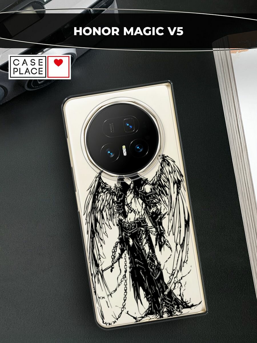 Силиконовый чехол на Honor Magic V5 / Хонор Мэджик V5 с принтом Темный ангел мужчина