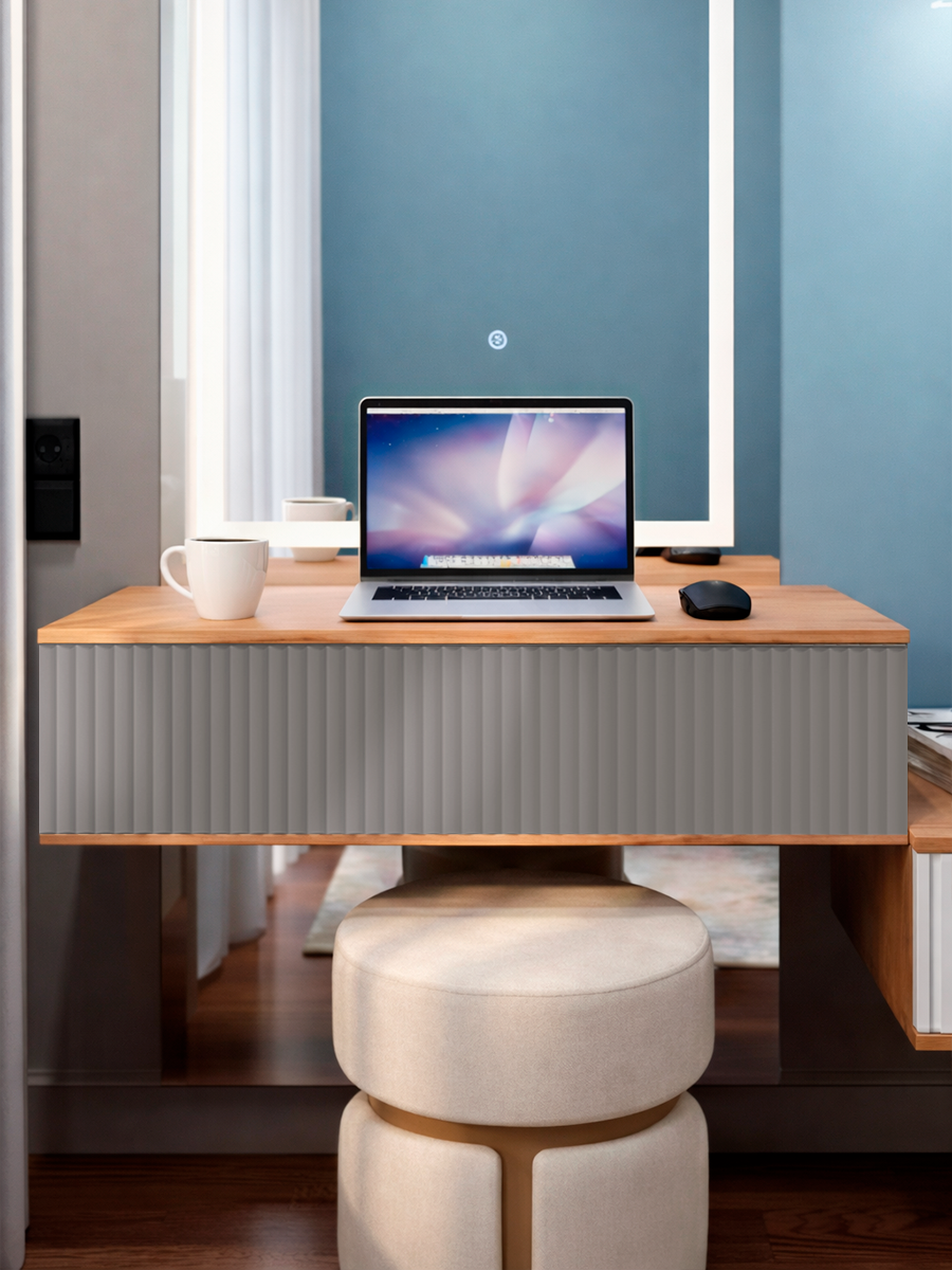 Туалетный столик-консоль акцент "Сандерлэнд" фрезеровка V6 волна, 90.3 см. Цвет серый