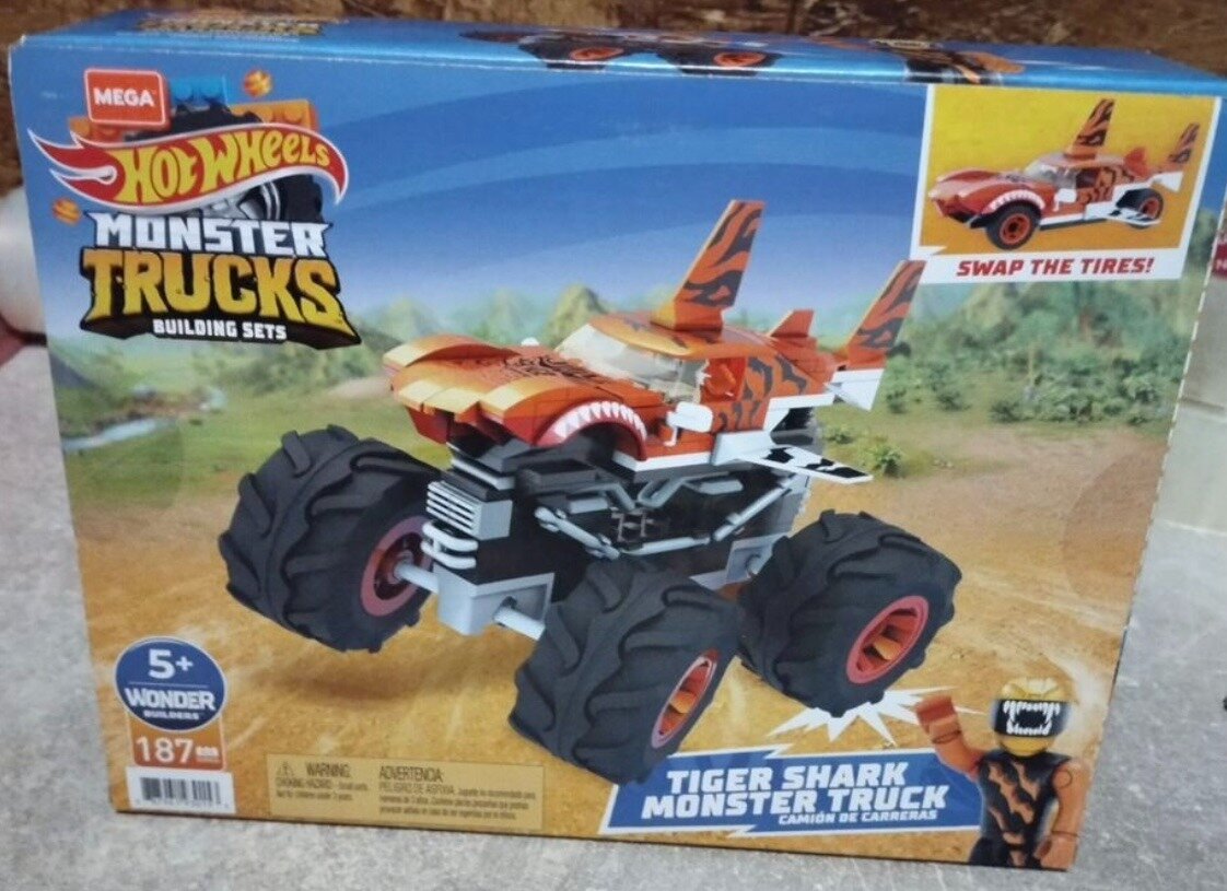 Mattel Конструктор Mega Tiger Shark Monster Truck серия Hot Wheels Building Sets