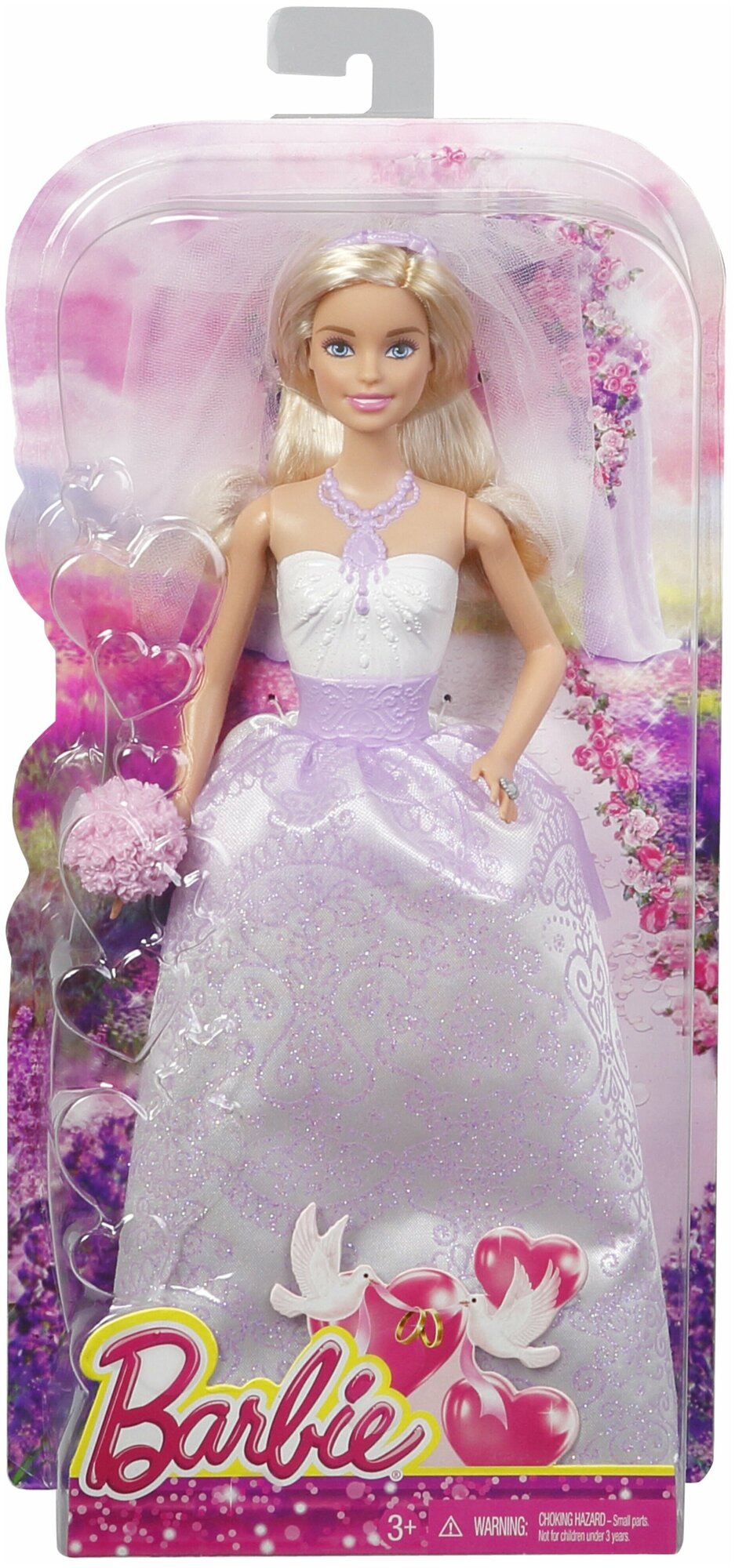 Кукла Mattel Barbie "Сказочная невеста" DHC35, шарнирная, в свадебном наряде, от 3 лет, 29 см