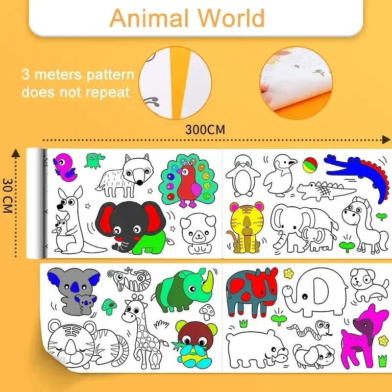 Рулон для рисования Animal World, 300см, цвет B