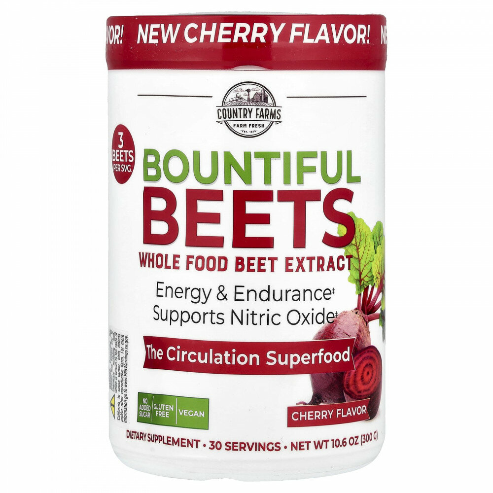 Country Farms, Bounful Beets, экстракт цельной свеклы, вишневый вкус, 300 г (10,6 унции)