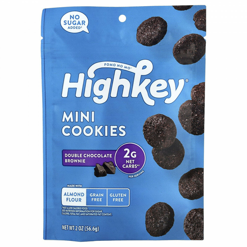 HighKey, Mini Cookies, двойной шоколадный брауни, 56,6 г (2 унции)