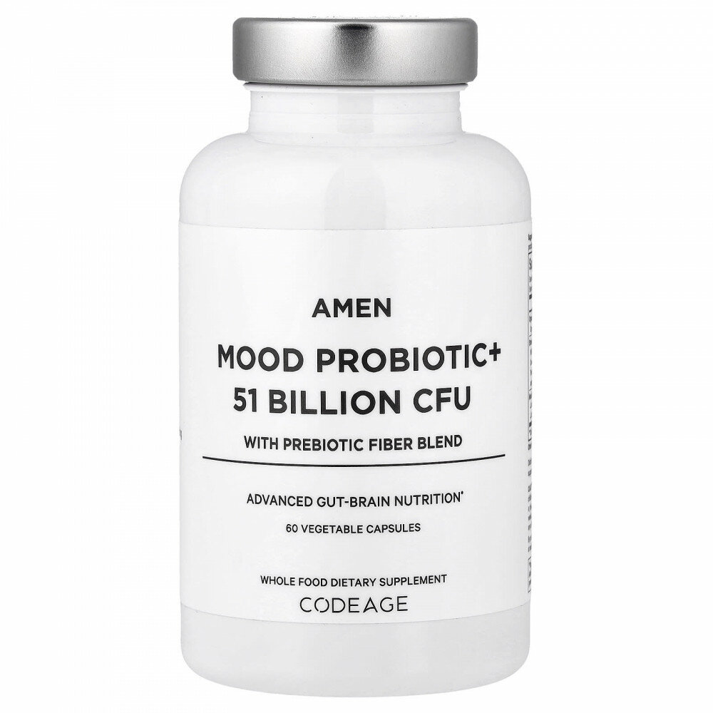 Codeage, Amen, пробиотик для настроения + со смесью пребиотической клетчатки, 60 вегетарианских капсул