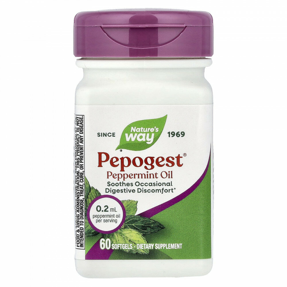Nature's Way, Pepogest®, масло перечной мяты, 0,2 мл, 60 капсул