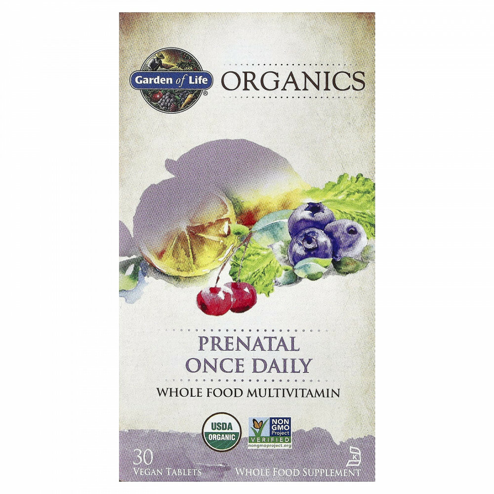Garden of Life, органический продукт, пренатальный комплекс, одна таблетка в день, 30 веганских таблеток