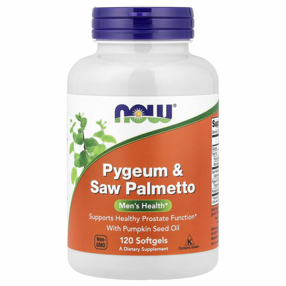 NOW Foods, африканская слива и сереноя с маслом семян тыквы, 120 капсул