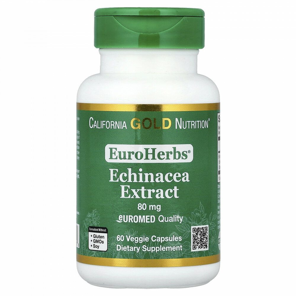 California Gold Nutrition, EuroHerbs™, экстракт эхинацеи, качество Euromed, 80 мг, 60 растительных капсул