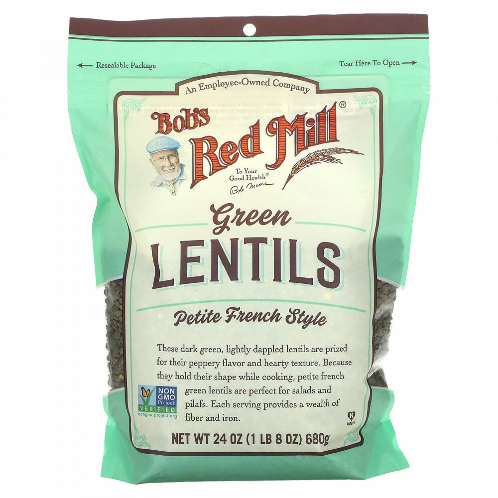 Bob's Red Mill, Зеленая чечевица, по-французски, 680 г (1 фунт 8 унций)