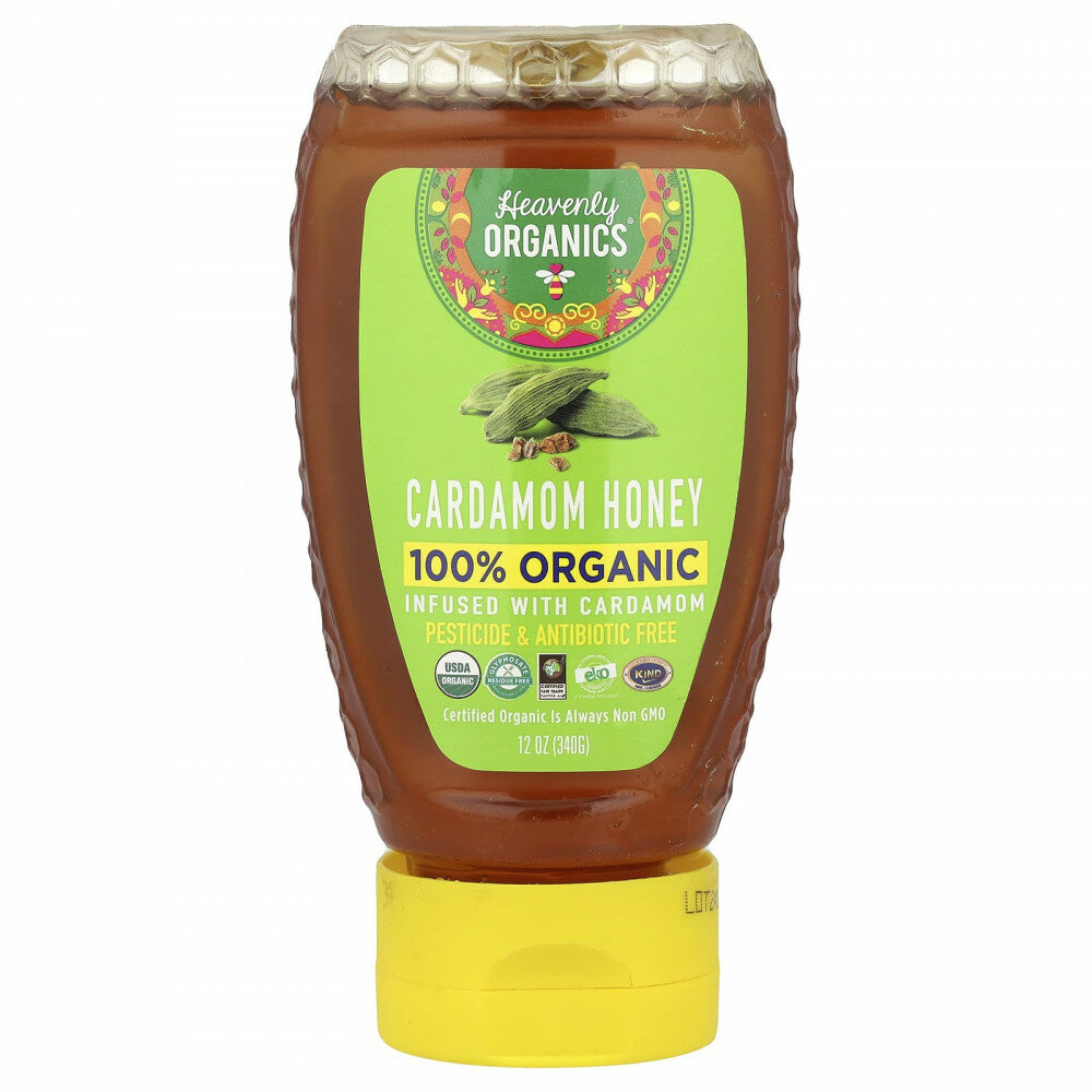 Heavenly Organics, 100% органический кардамон, мед, 340 г (12 унций)
