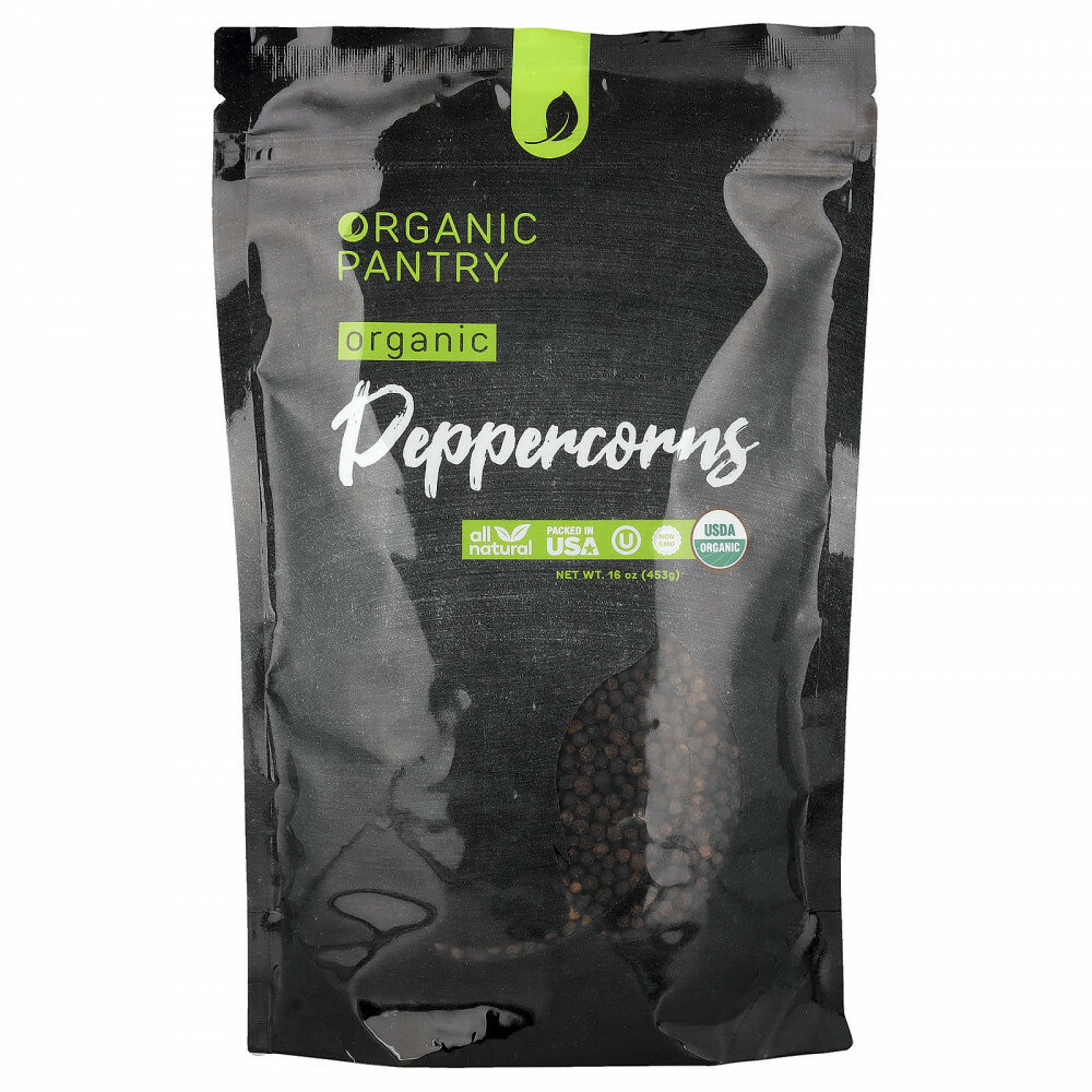 The Spice Lab, Organic Pantry, органический перец горошком, цельный, 453 г (16 унций)