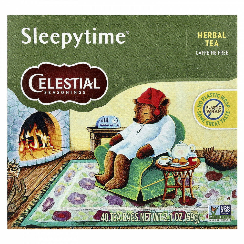 Celestial Seasonings, Sleepytime, травяной чай, без кофеина, 40 чайных пакетиков, 59 г (2,1 унции)