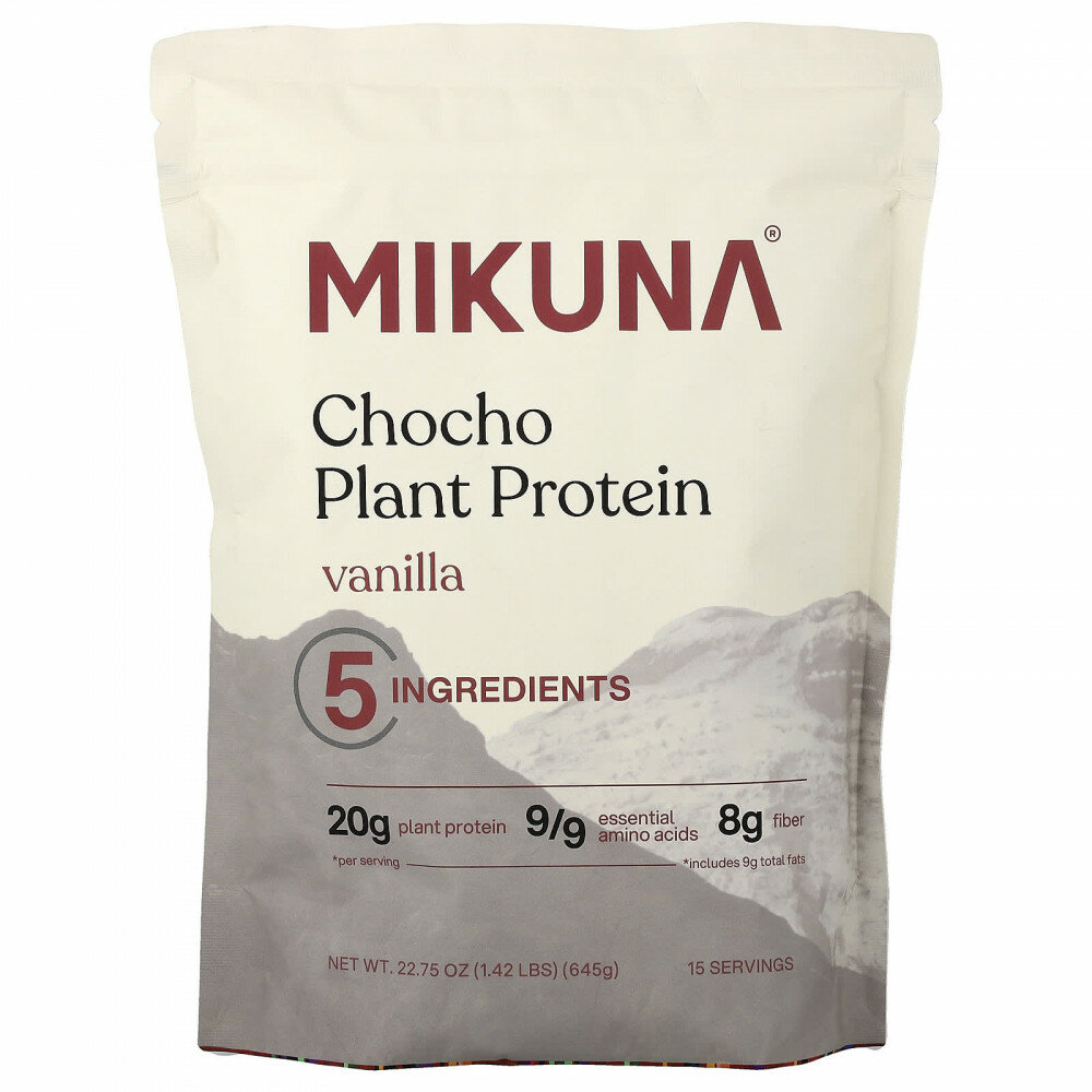 MIKUNA, протеиновый порошок из растительного шоколада, со вкусом ванили, 645 г (1,42 фунта)