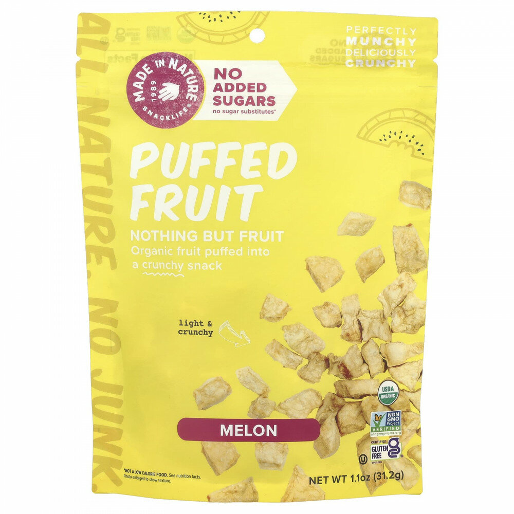 Made in Nature, Воздушные фрукты, дыня, 31,2 г (1,1 унции)