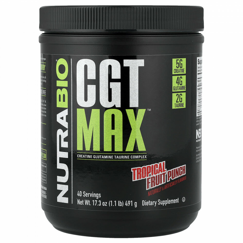 NutraBio, CGT MAX™, пунш из тропических фруктов, 491 г (1,1 фунта)