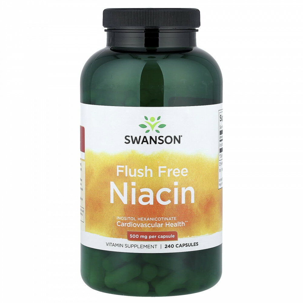 Swanson, Ниацин, без промывки, 500 мг, 240 капсул