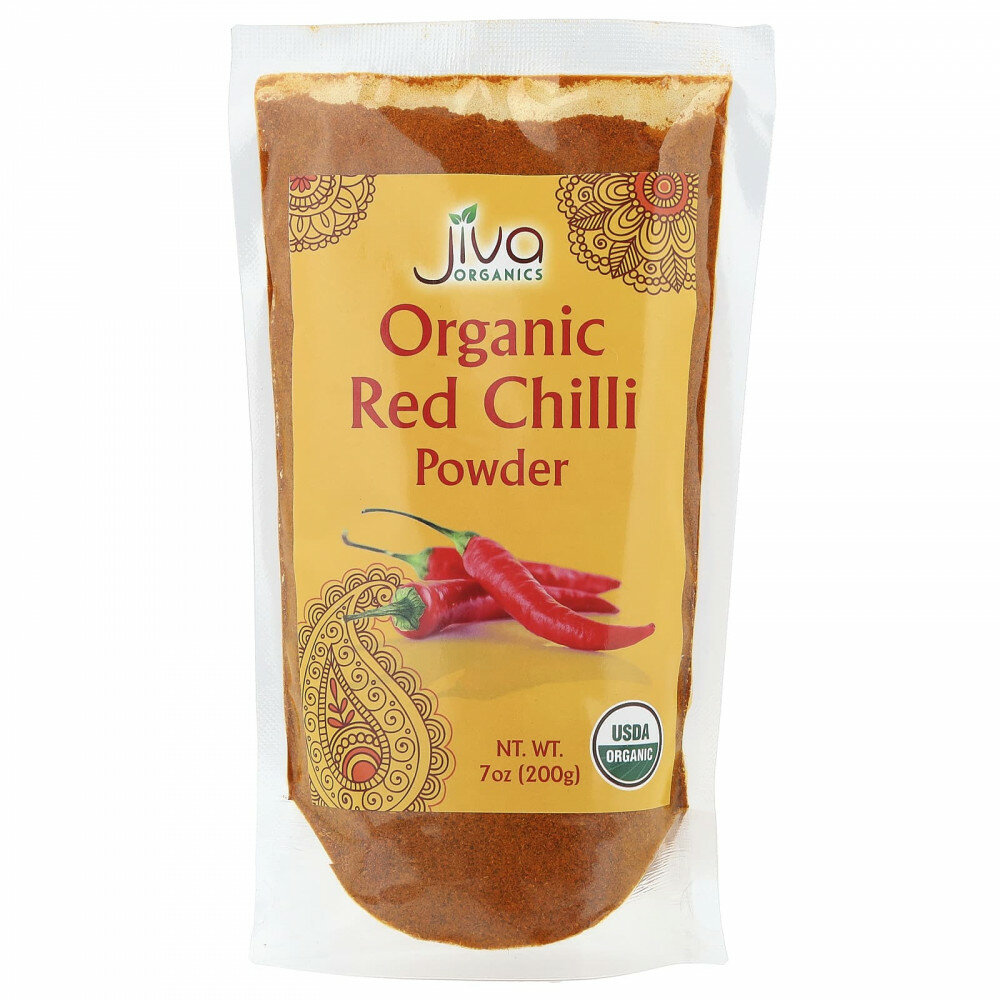 Jiva Organics, Органический порошок из красного перца чили, 200 г (7 унций)