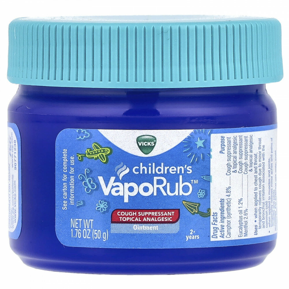 Vicks, Children's VapoRub ™, мазь, от кашля, для детей от 2 лет, 50 г (1,76 унции)