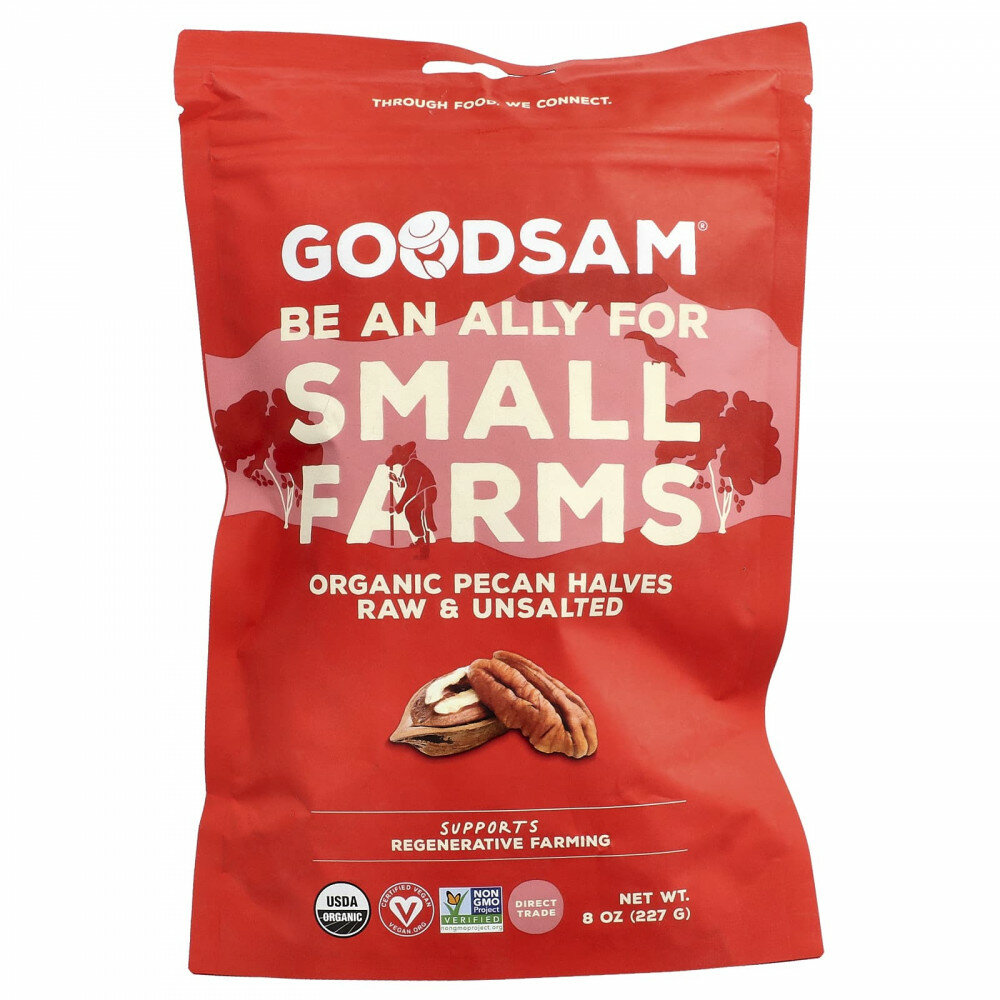 GoodSam, органические половинки пекана, необработанный и несоленый, 227 г (8 унций)