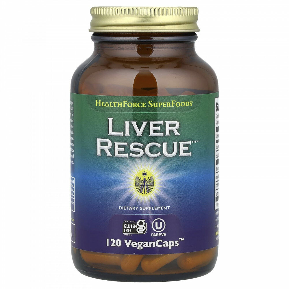 HealthForce Superfoods, Liver Rescue, препарат для печени, версия 6, 120 веганских капсул VeganCaps
