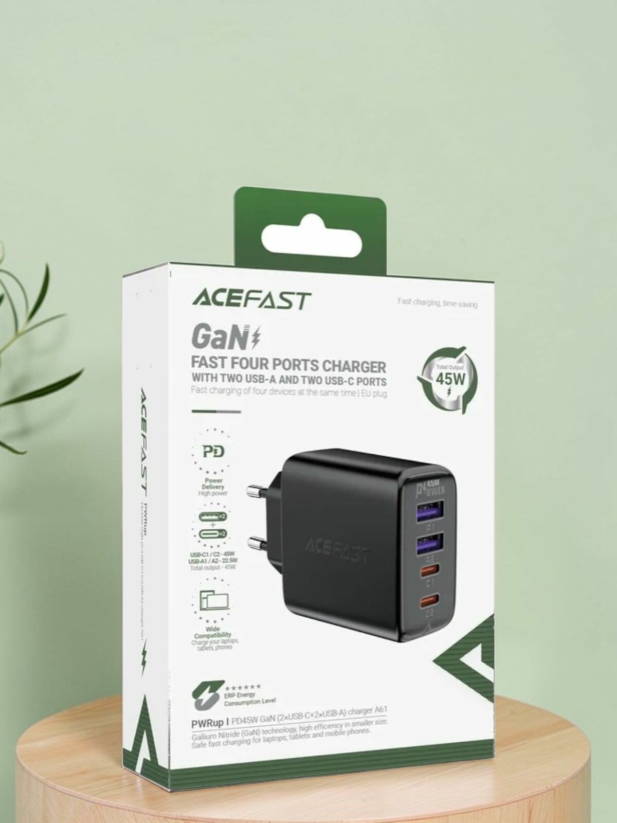 Блок питания сетевой ACEFAST A61 45W 2xType-A, Type-C