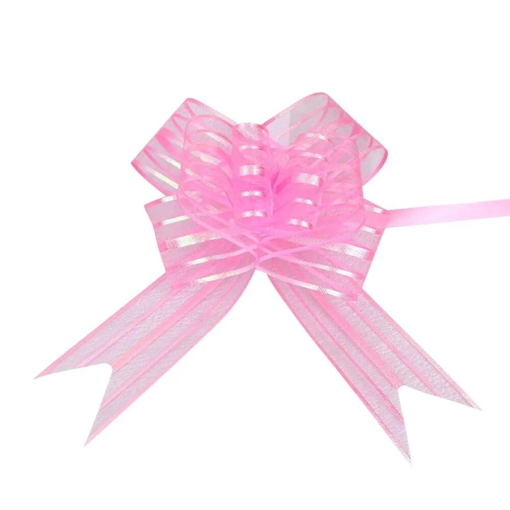 Набор из 10 розовых свадебных бантов из газовой ткани для украшения