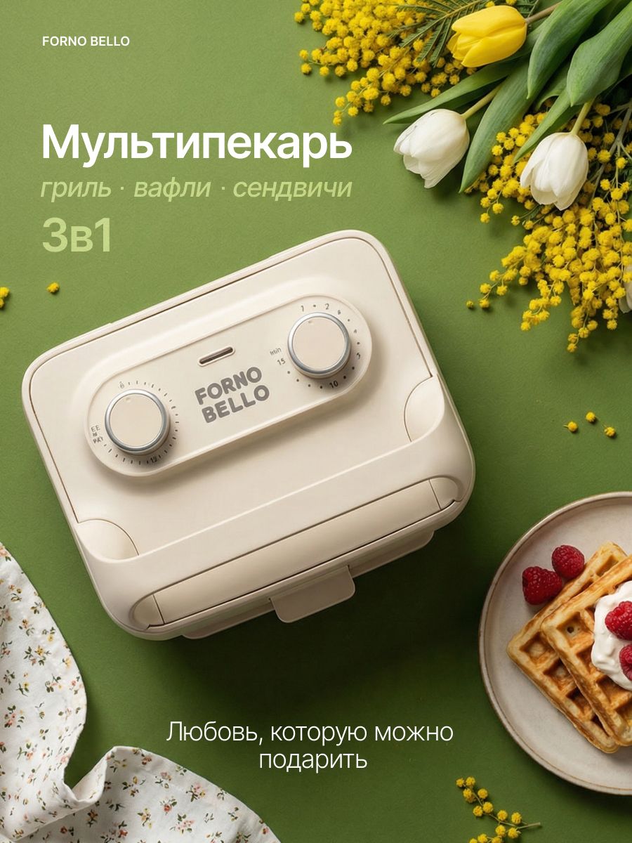 Вафельница Электрическая Мультипекарь 3 в 1, антипригарное покрытие, для дома.