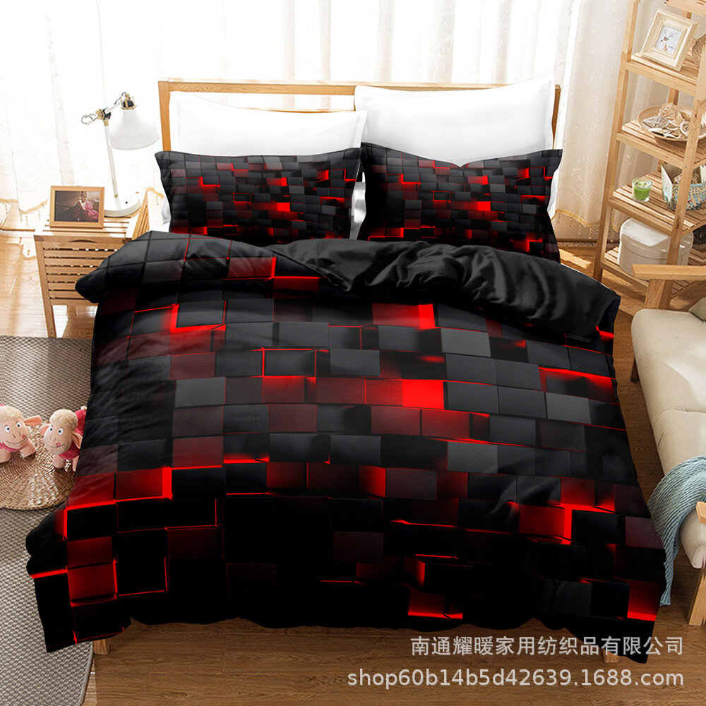 Новинка 2024 года: европейско-американский комплект постельного белья с 3D-градиентным цифровым принтом и эффектом бархатистой текстуры, состоящий из двух или трех предметов.