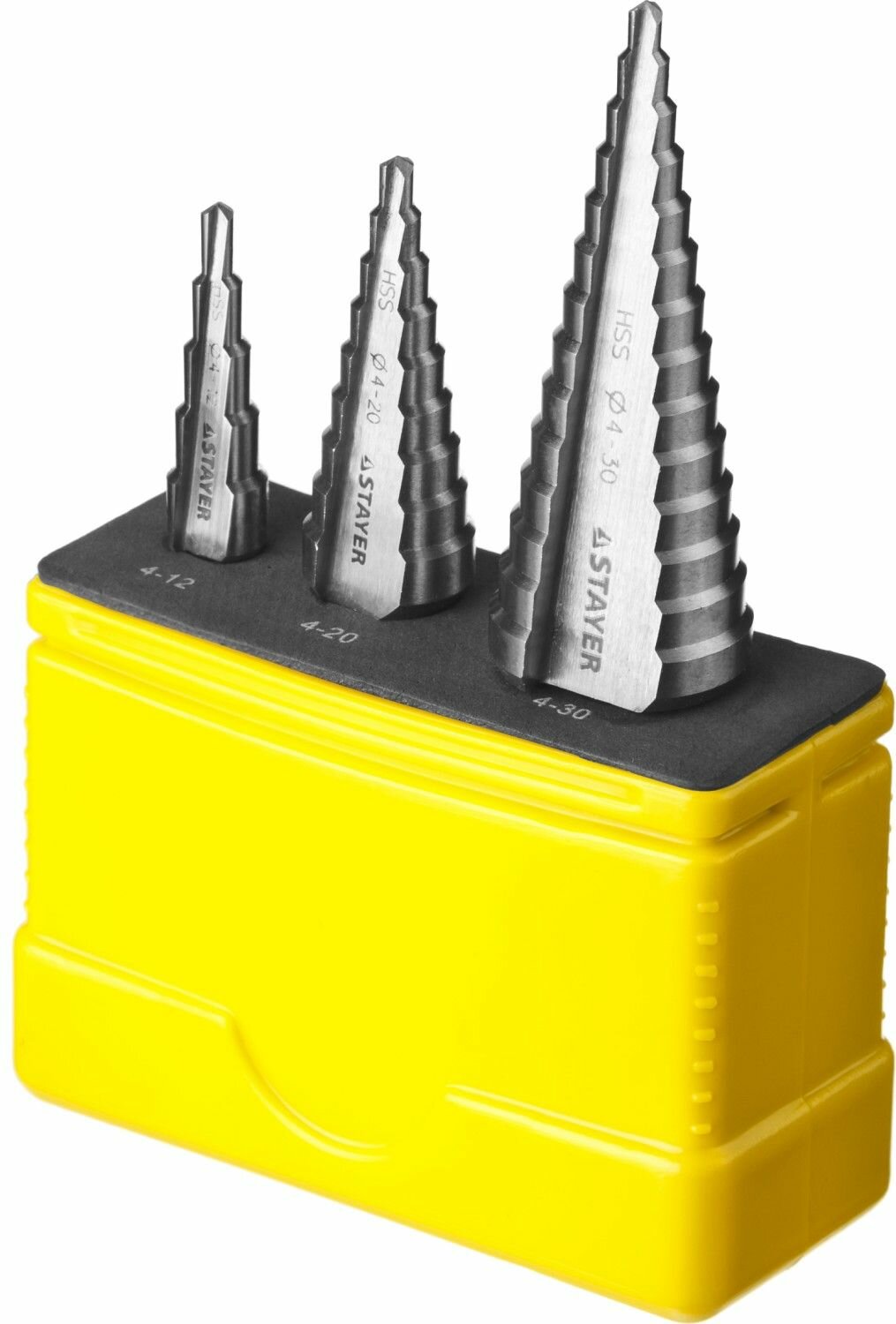 Набор сверл STAYER ступенчатые, 4-30 мм, сталь HSS, 3 шт
