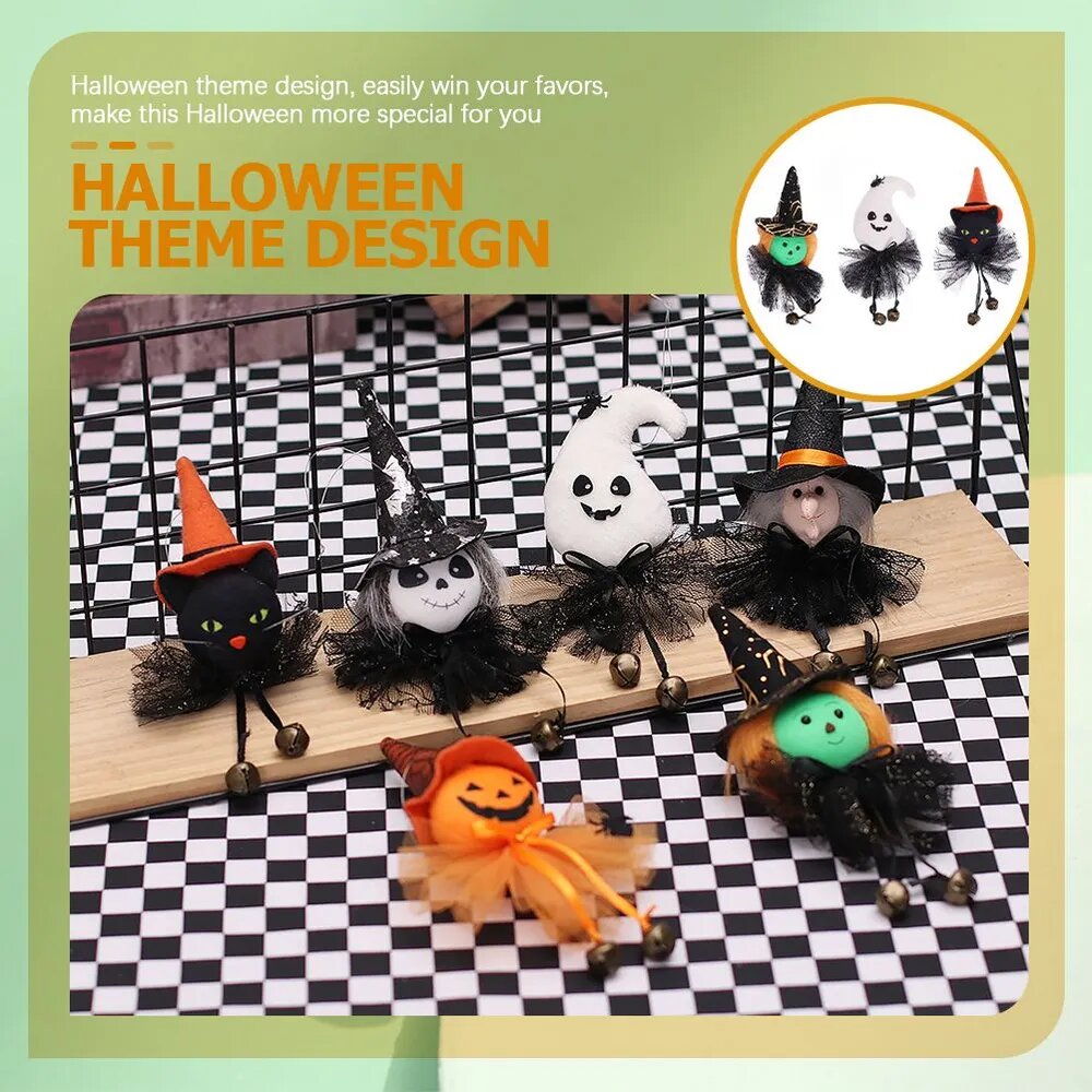 Декоративные элементы для Хэллоуина, тканевые подвески с тыквой и паутиной, 3 шт, размер 17x6.5 см