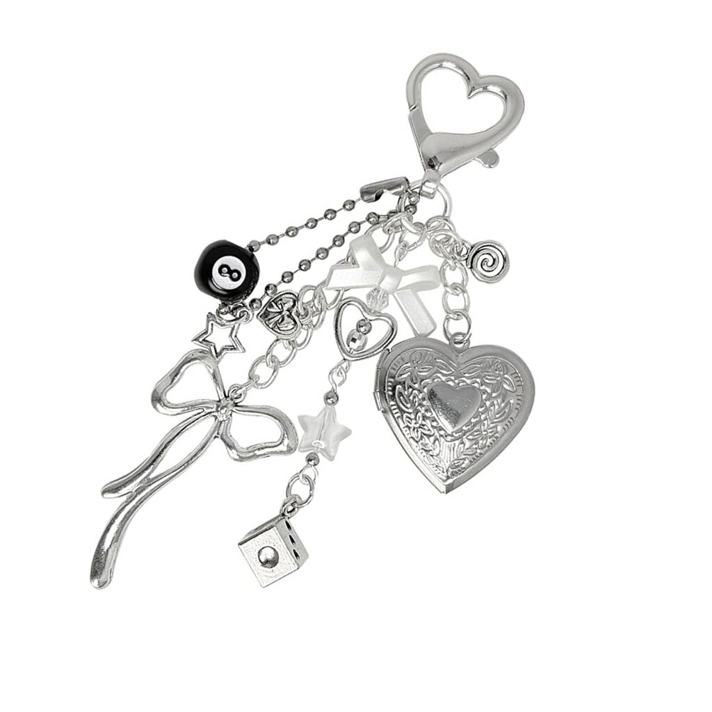 Металлический Брелок-Подвеска в Форме Сердца в стиле Ретро с Деталями из Бисера и Искусственного Жемчуга для Модной Сумки-Шарма-Аксессуара