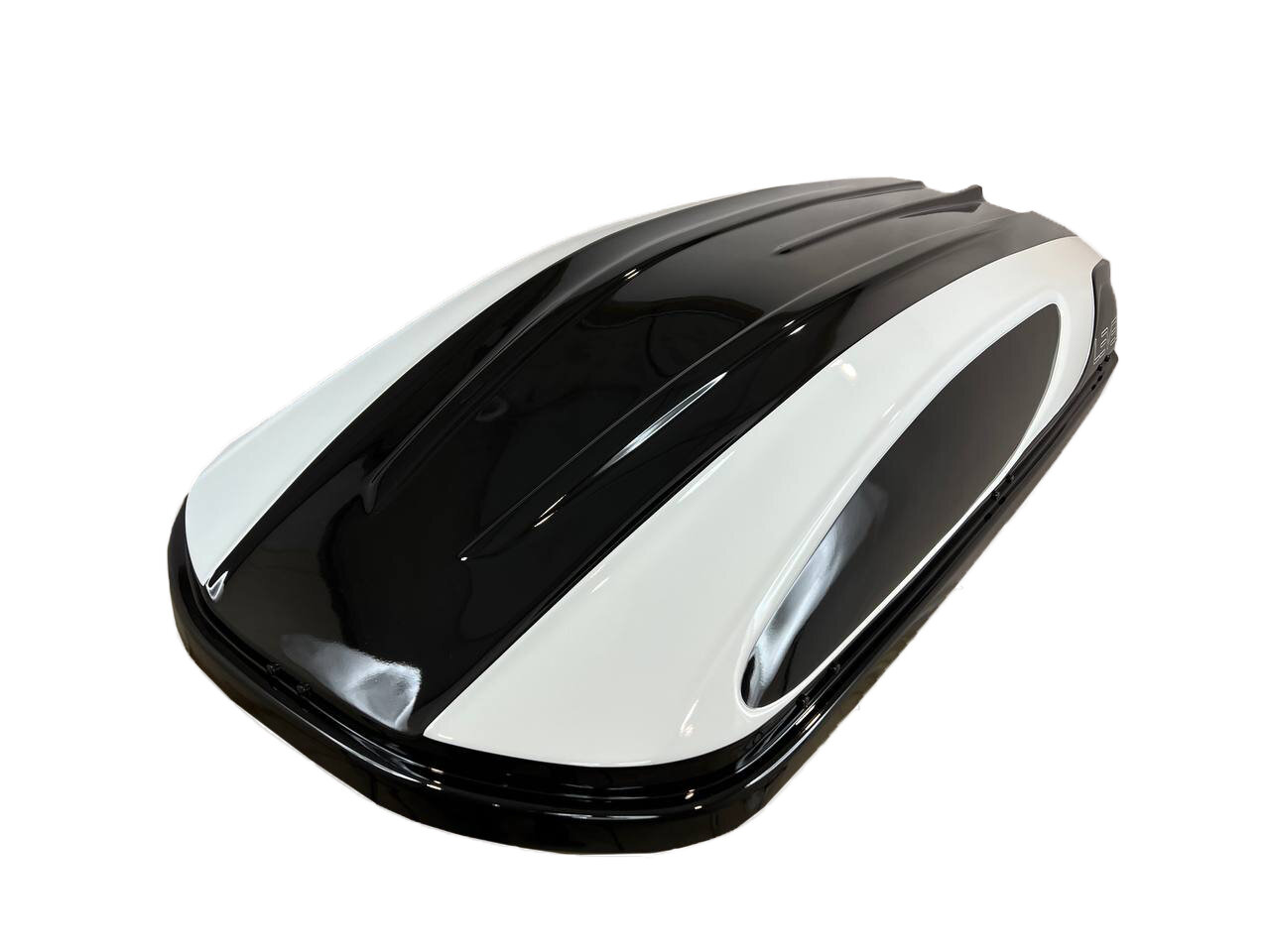 Автобокс на крышу LEVEL 450, Касатка чёрная с выделением белого, 450 литров, 190х80х45 см, с двухсторонним открытием