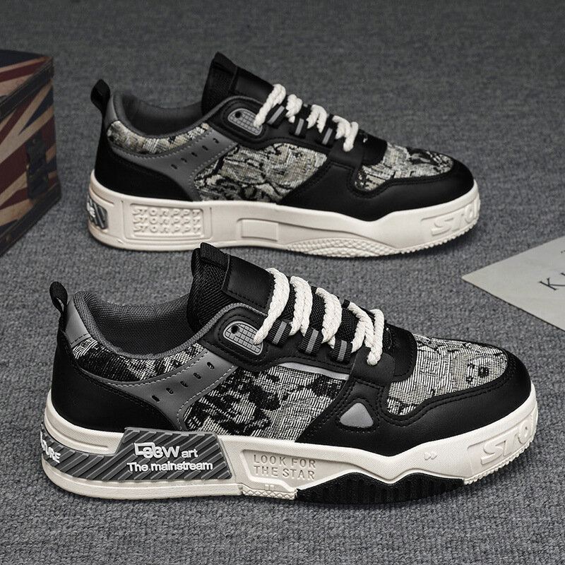 LUO Кеды Молодежь Лето Дыхающая Увеличенная Подошва Хлопок/5501 black