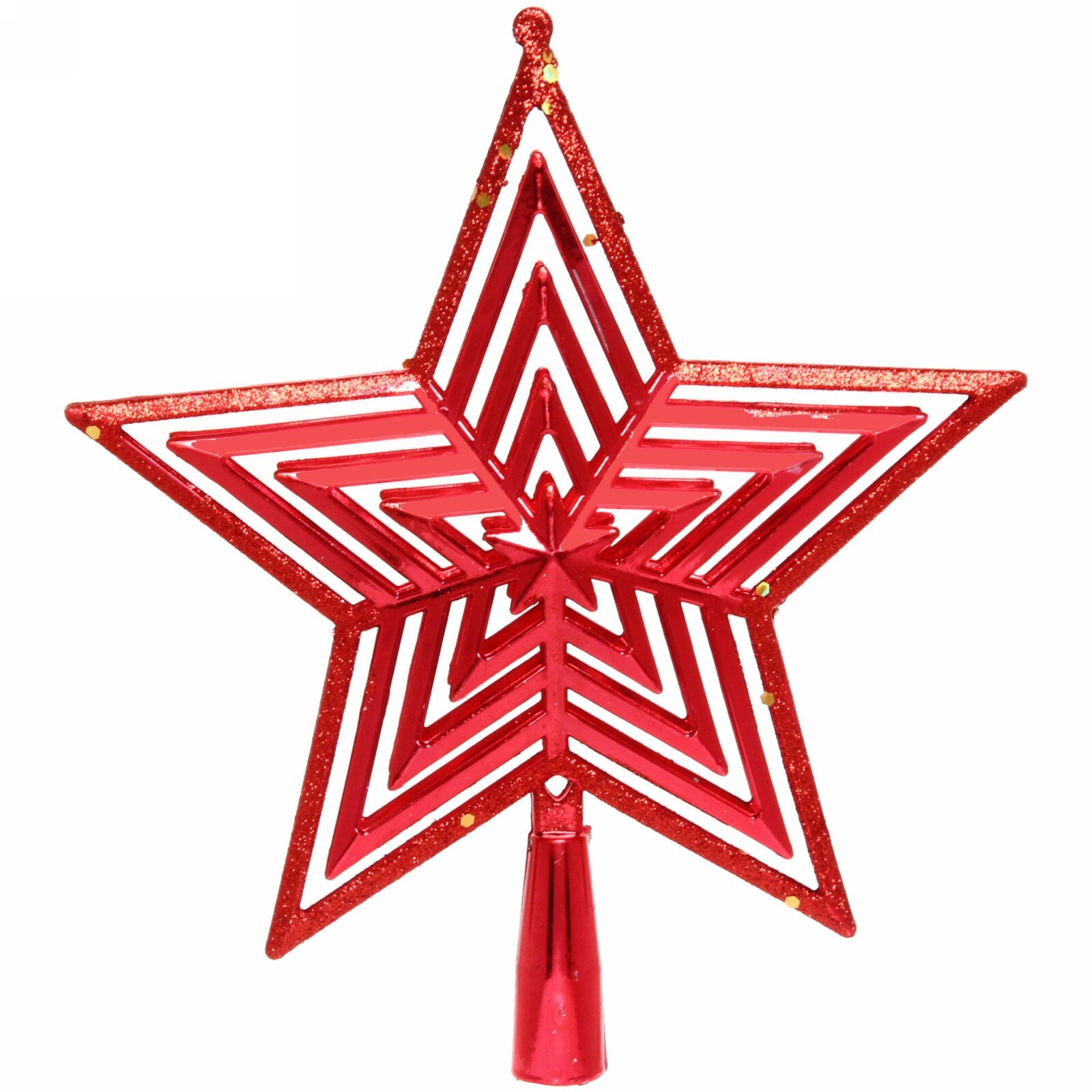Звезда на елку Серпантин 20 см "Полоса объемная" красная