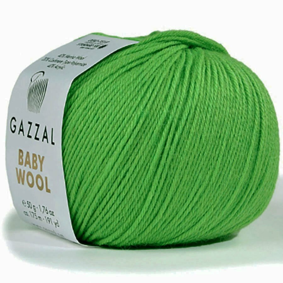 Пряжа Gazzal BABY WOOL 821 св. салат (5 мотков)