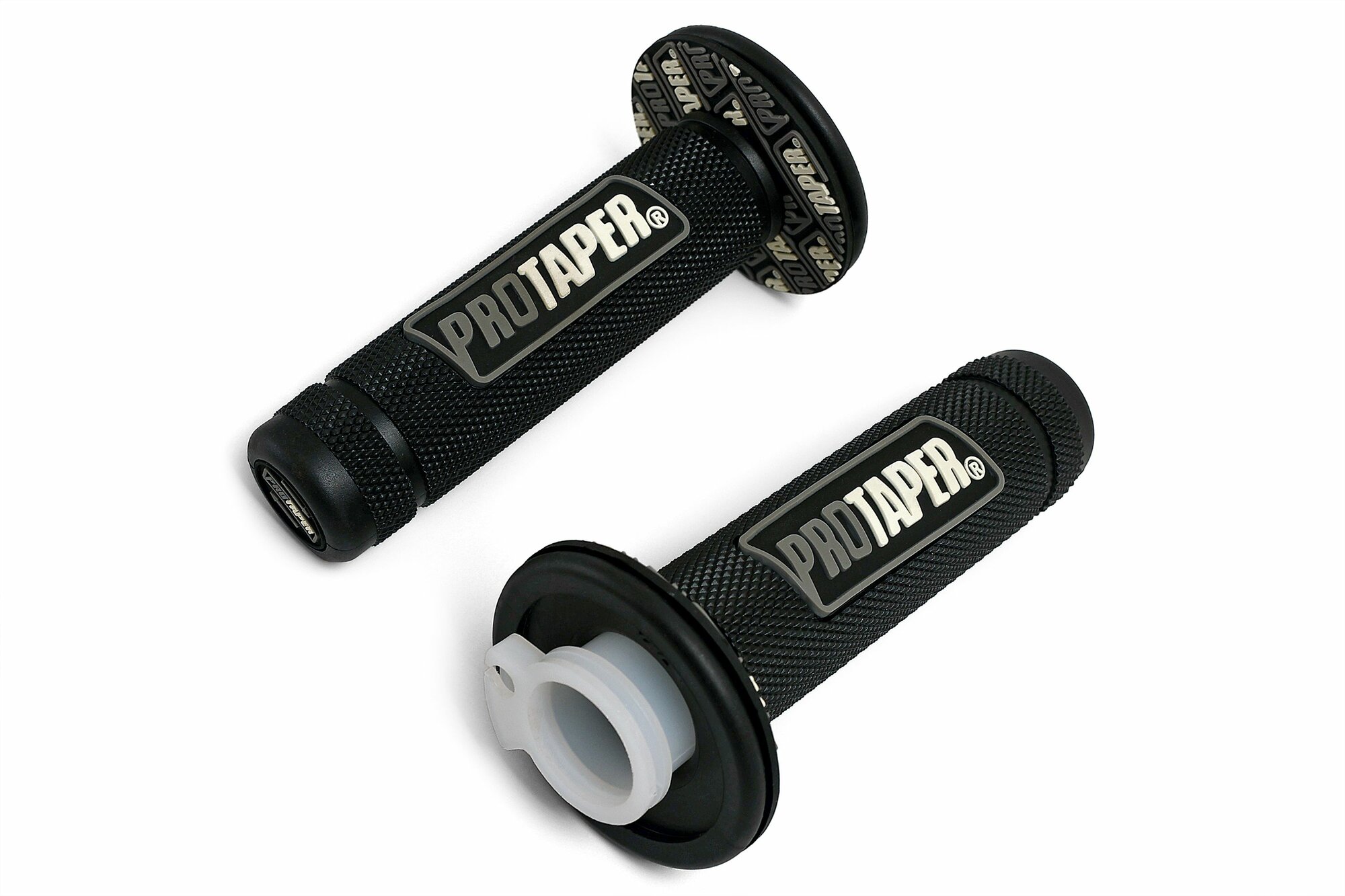 Ручки руля резиновые питбайк (пара) Pro-Taper черные/серые с пластиковой ручкой газа