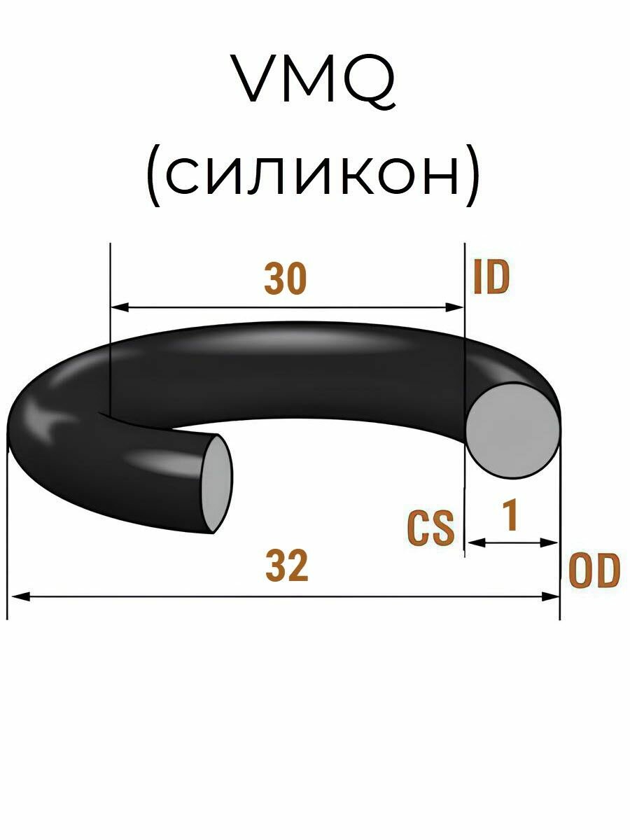 Кольцо уплотнительное 30х32х1 VMQ50 силикон 1 шт. — фото 1