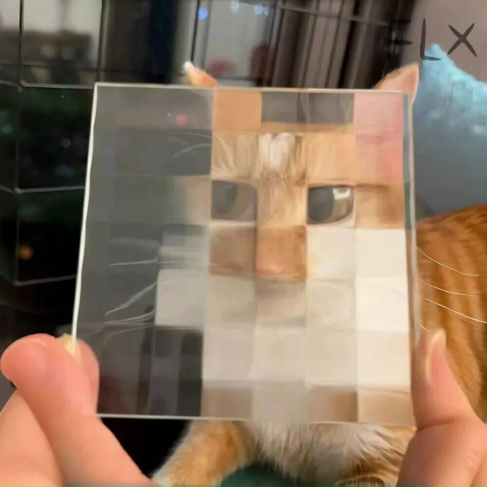 Мозаичный пиксельный домашний кот, забавная фоторамка для домашних животных