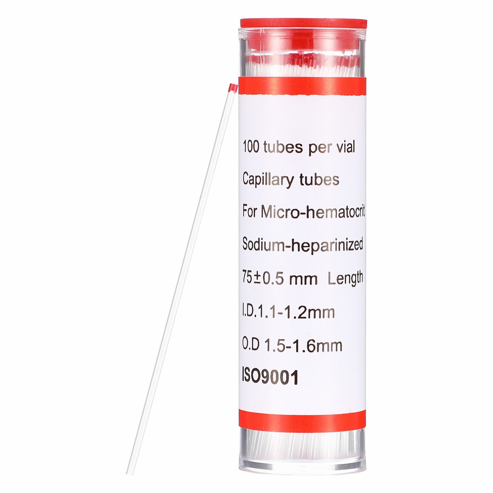 100 в плавильной трубке, гематокритная капиллярная трубка, индивидуальное стекло 7.50X0.10X0.10CM