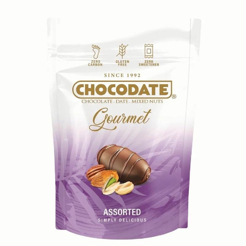 Конфеты CHOCODATE GOURMET Ассорти фиников в молочном шоколаде /дой-пак/ 90г