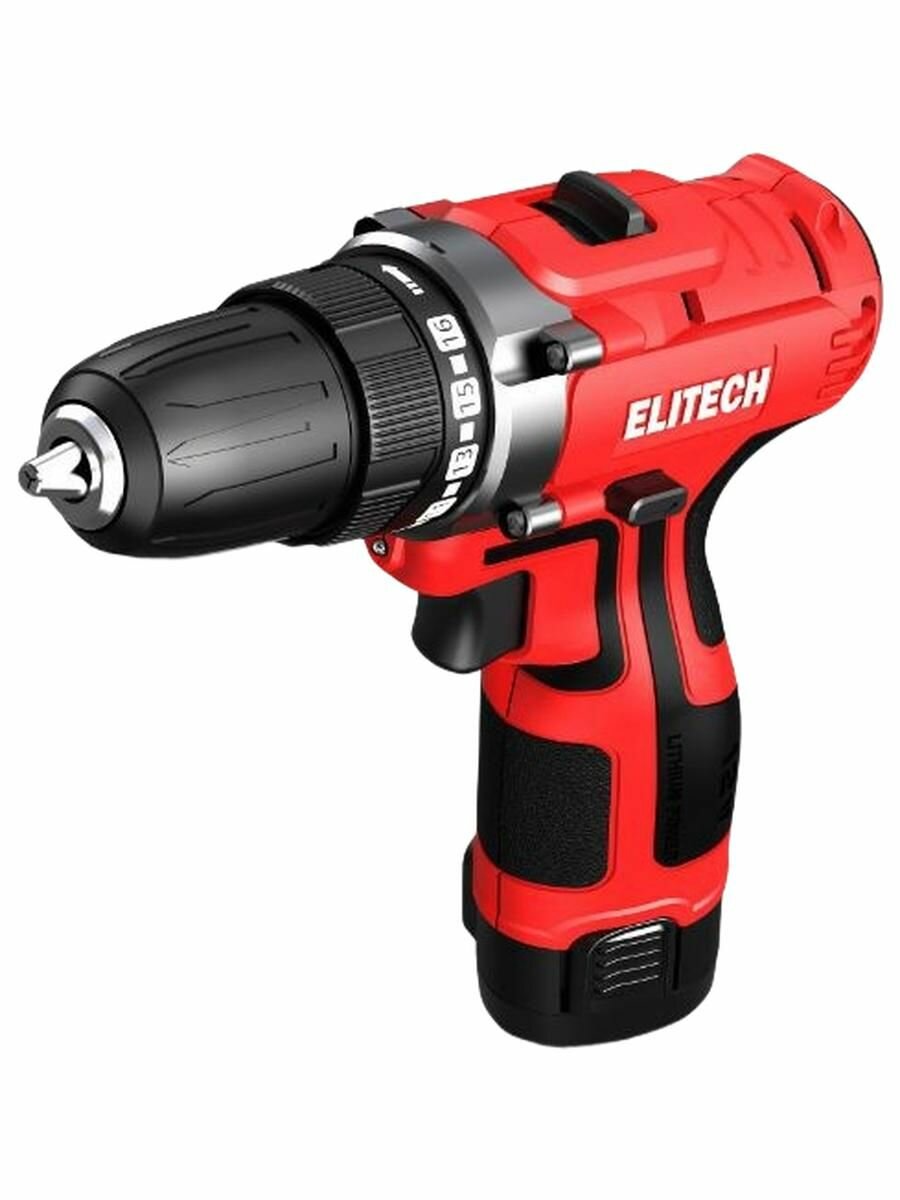 Дрель-шуруповерт аккумуляторная ELITECH ДА 12Л2 (12В, 2х2.0Ач, БЗП-10мм, 0-350/1350об/м, 28Нм, 0.9кг, чемодан) E2201.043.01