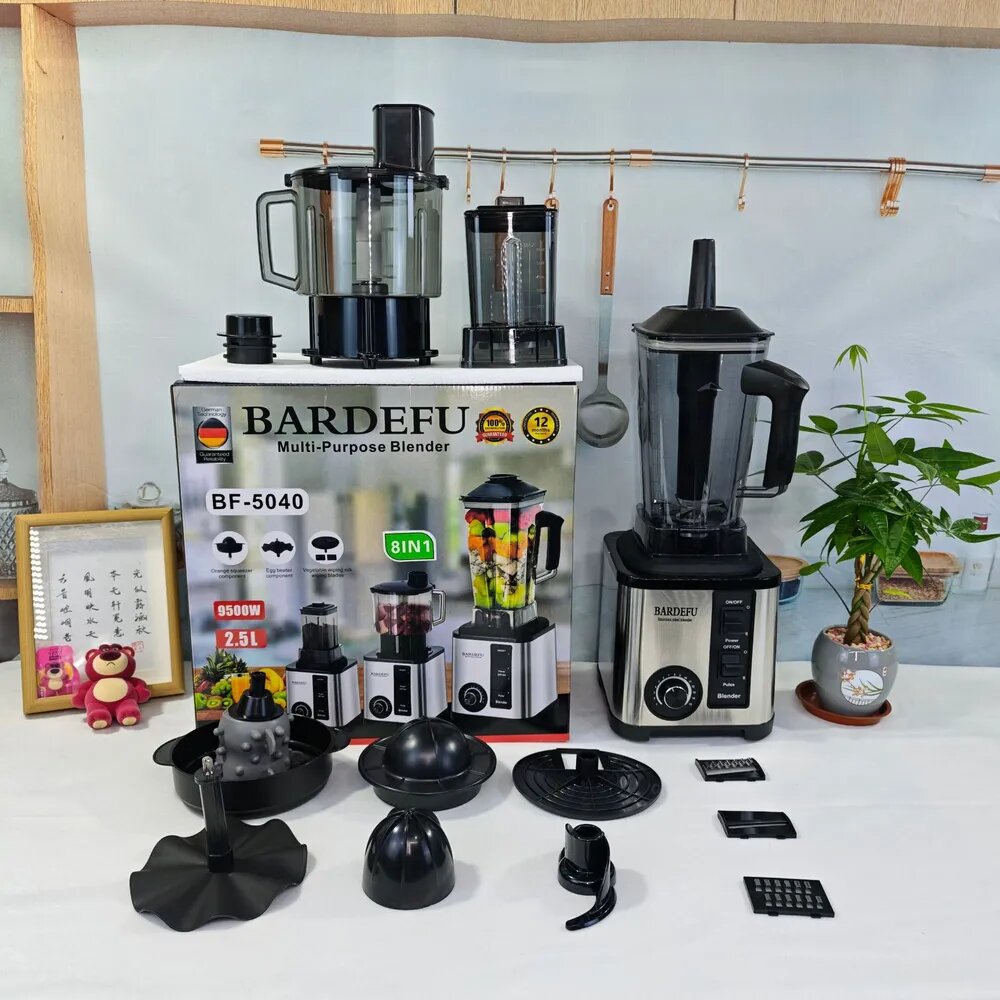 Кухонный комбайн BARDEFU BF-5040 Multi-Purpose Blender многофункциональный 8 в 1, пластиковый корпус, черный цвет