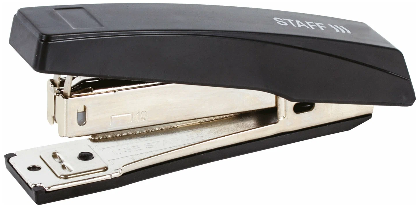 Степлер с антистеплером STAFF для скоб №10, чёрный, 10 листов