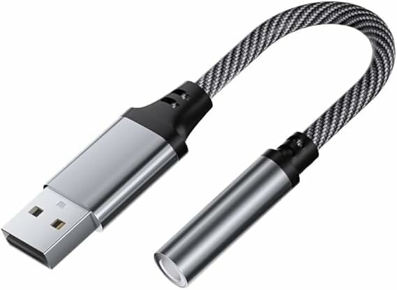 Кабель для компьютерной периферии USB 2.0 Type-A/3.5 мм, 0.15 м, серебристый