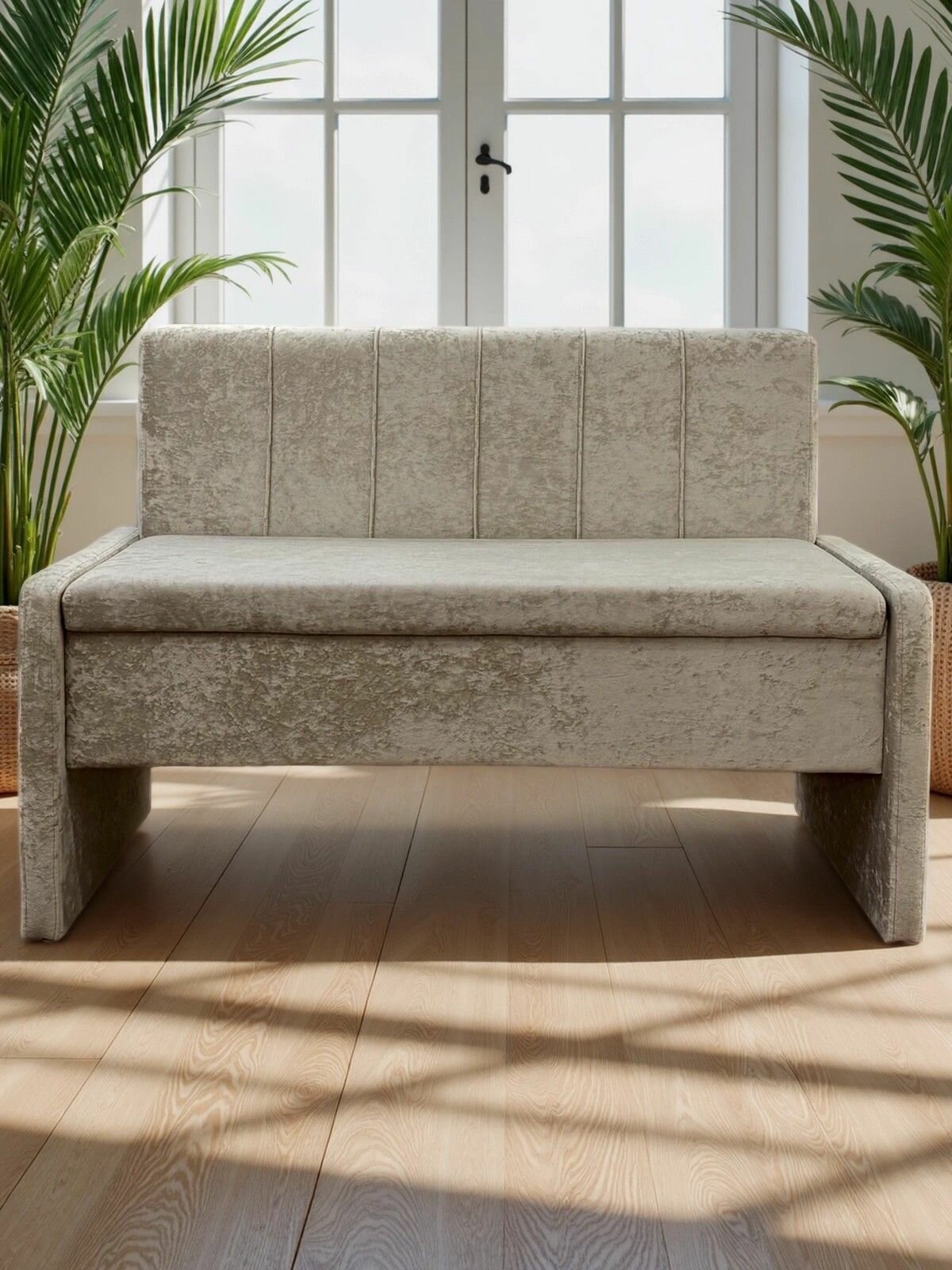 Кухонный диван Престиж, нераскладной 120х57х83, с ящиком, велюр, бежевый