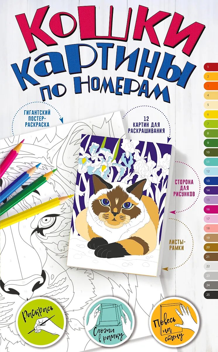 Раскраски АСТ Картины по номерам. Кошки, 2022 г