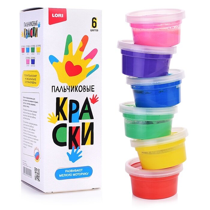 Пальчиковые краски LORI 6 цветов по 50 мл, в коробке (Пкр-008)
